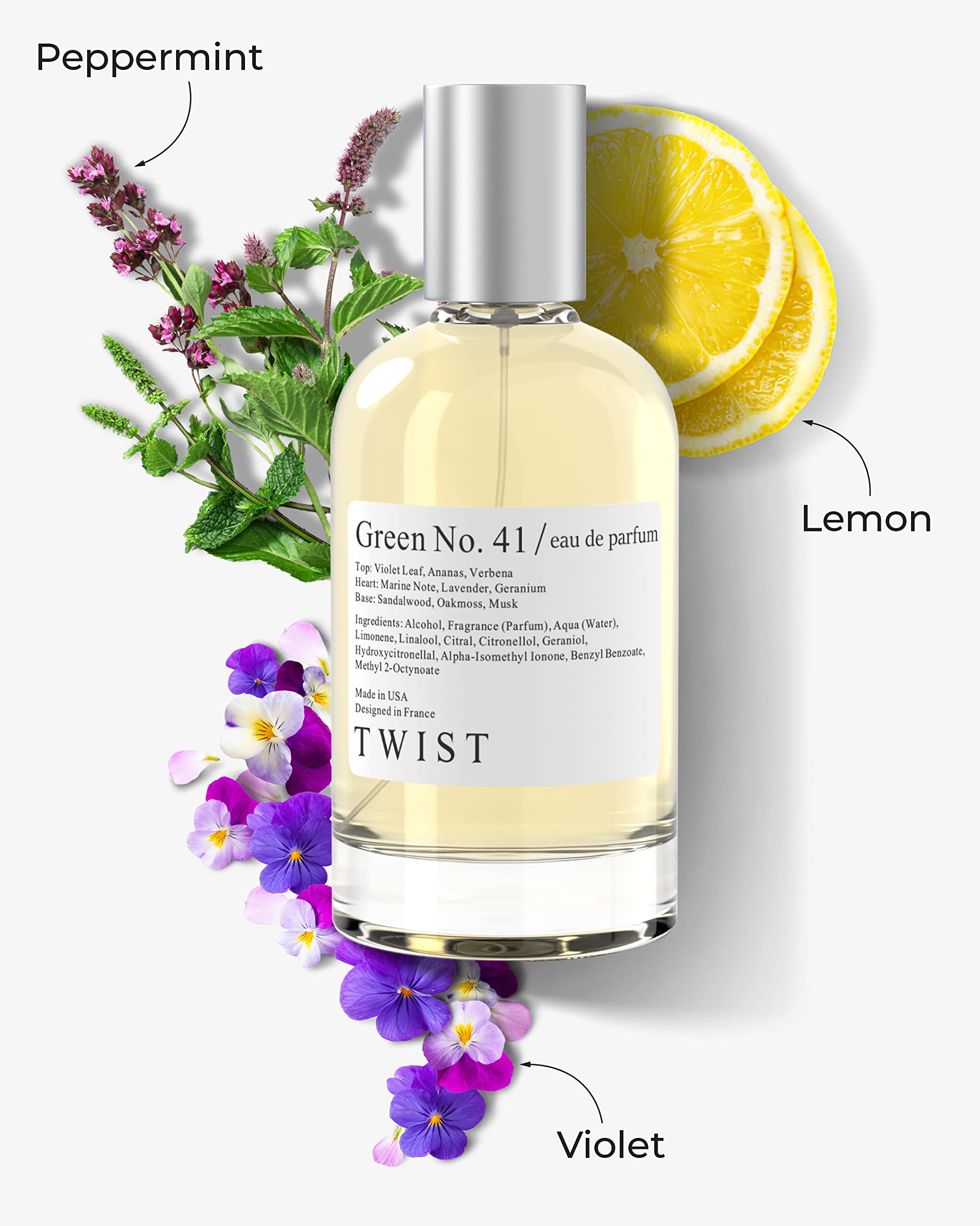 Twist Green No. 41 - Inspired by Green Irish Tweed, Long Lasting Perfume For Men, EDP - 100 ml | 3.4 fl. oz.