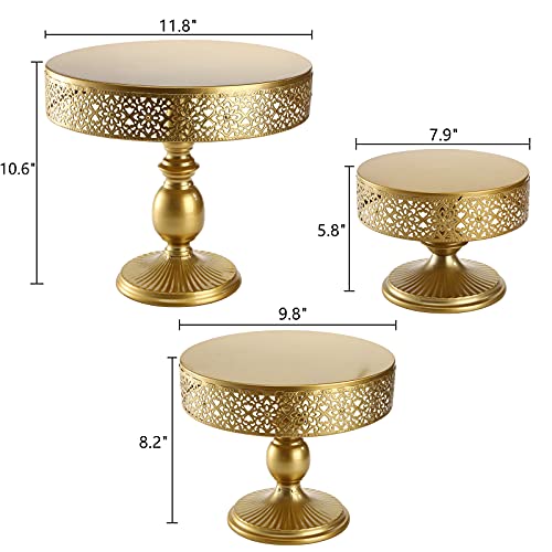 Peohud 3 Pack Metal Cake Stand, Round Dessert Holder, Cupcake Pastry Candy Display for Wedding, Anniversary, Birthday Party, 8"/10"/12"