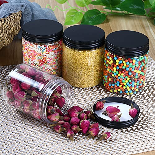 8 OZ Plastic Jars with Lids, (Crazystorey)24 Pack Clear Small Plastic Leak-proof Sealed Storage Jar Slime Containers for Kitchen Household Food Dry Goods Creams Included Extra Label and Pen