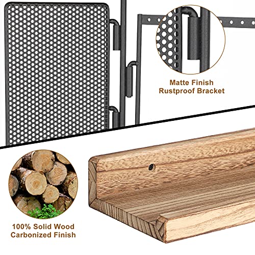 SOLIMINTR Hanging Jewelry Organizer Wall Mount Jewelry Holder with Rustic Wood Shelf, Ring Display Box, Ear Studs Earring Holder, Rotating Necklace Holder Organizer