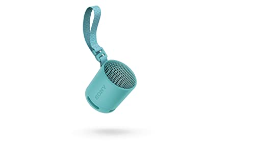 Sony SRS-XB100 Wireless Bluetooth Portable Lightweight Super-Compact Travel Speaker, Durable IP67 Waterproof & Dustproof Shower Speaker, 16 Hour Battery, Versatile Strap, & Hands-free Calling, Blue