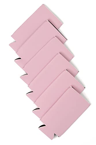 Snertz 6 Pack Slim Pink Blank DIY Sublimation Durable, Foldable Insulated Neoprene Skinny Beer , Seltzer Can Holder Cooler Sleeve Coolies fits 12 Oz