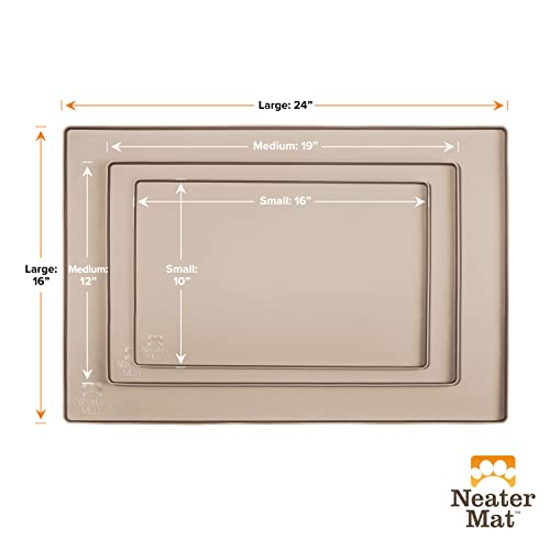 Neater Pet Brands Neater Mat - Waterproof Silicone Pet Bowls Mat - Protect Floors from Food & Water (19" x 12", Cappuccino)