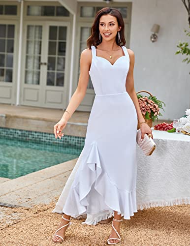 GRACE KARIN Women's Formal Dress Sweetheart Neck Split Bodycon Mermaid Evening Cocktail Long Dresses White 2XL