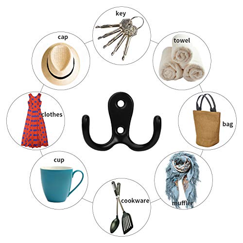 BEIUTAO 21Pcs Black Coat Hooks Wall-Mounted, Mini Black Hooks for Hanging with 42 Screws, Wall Hooks Used for Storage of Scarves, Bags, Towels, Keys, Hats, and Cookware.