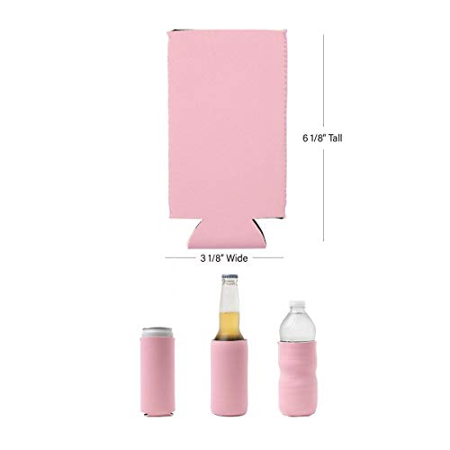 Snertz 6 Pack Slim Pink Blank DIY Sublimation Durable, Foldable Insulated Neoprene Skinny Beer , Seltzer Can Holder Cooler Sleeve Coolies fits 12 Oz