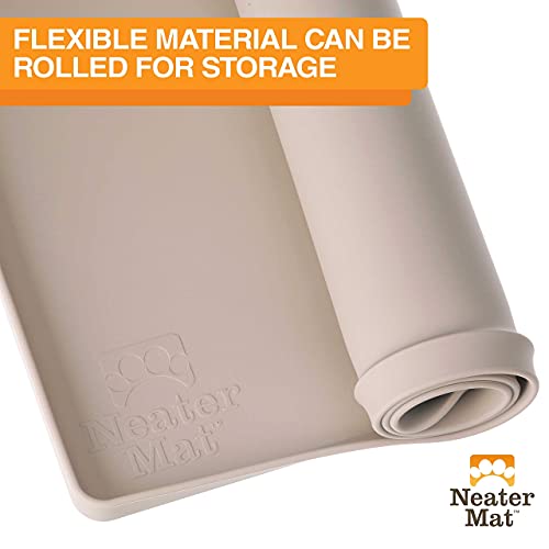 Neater Pet Brands Neater Mat - Waterproof Silicone Pet Bowls Mat - Protect Floors from Food & Water (19" x 12", Cappuccino)