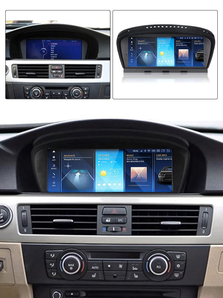 Android 12 Car Stereo GPS Sat Nav for BMW 5 Series E60 E61 E63 E64 3 Series E90 E91 E92 CCC CIC Touchscreen Multimedia Player + DVR,8-core 4+64-2005-2008 CCC 8.8 inches