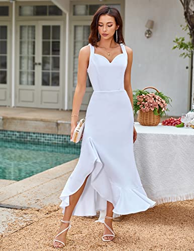 GRACE KARIN Women's Formal Dress Sweetheart Neck Split Bodycon Mermaid Evening Cocktail Long Dresses White 2XL