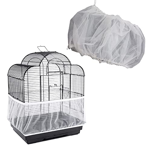 ZOCONE Bird Seed Guards & Catchers 8"×80" Stretchy Adjustable Drawstring Bird Cage Mesh Net Cover Cage Skirt