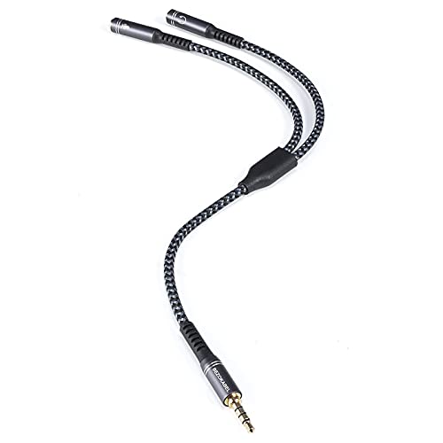 Audio Splitter, Headphone Splitter 3.5mm Nylon-Braided,BEZOKABLE Aux Splitter Male TRS to Dual Female 3.5 Audio Cable for Phone, PS4,PS5, Xbox One S,Nintendo Switch, Tablets and More
