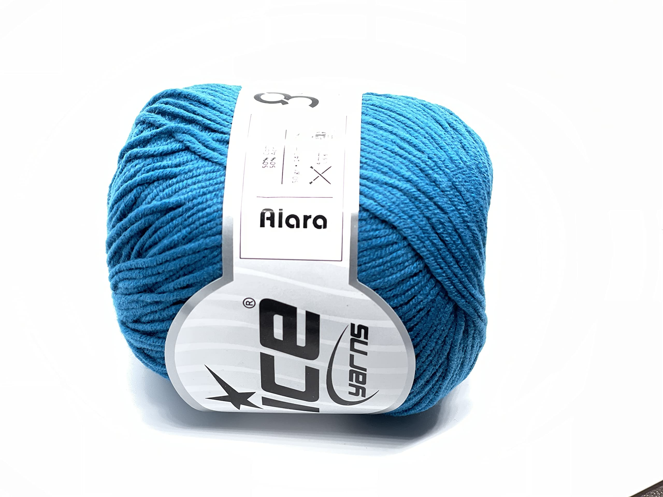 Dark Turquoise Blue Alara - DK Weight Cotton Blend Yarn 50 Grams (1.75 Ounces) 140 Meters (153 Yards)