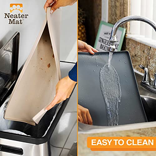 Neater Pet Brands Neater Mat - Waterproof Silicone Pet Bowls Mat - Protect Floors from Food & Water (19" x 12", Cappuccino)