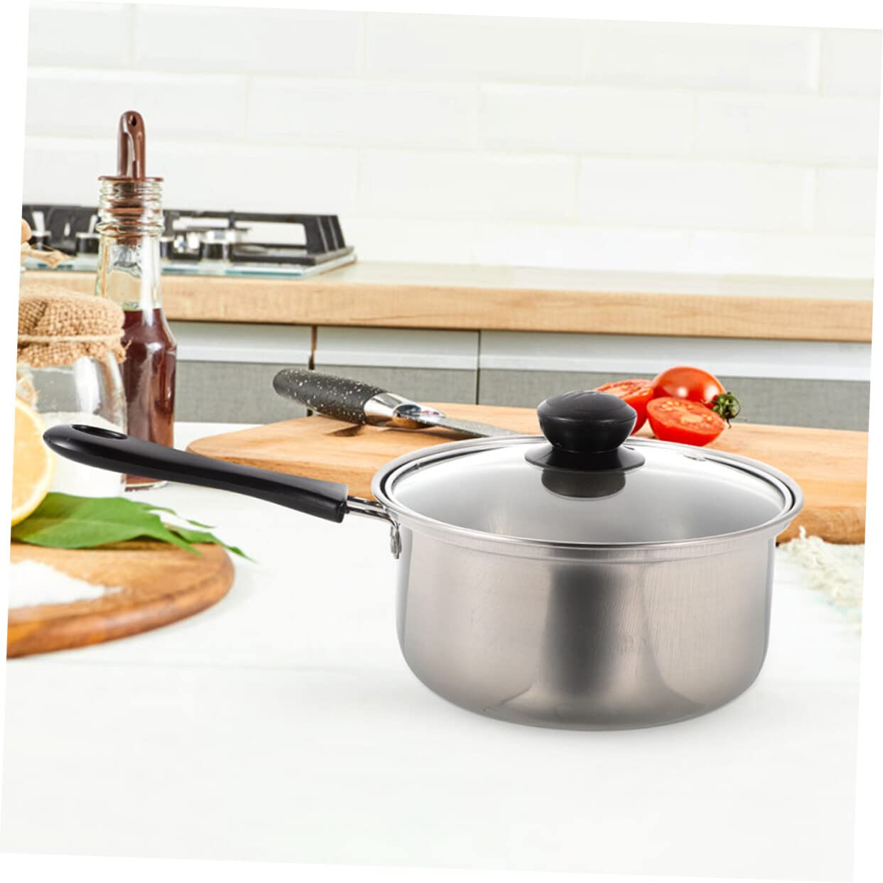 Angoily Single Handle Small Stainless Steel Sauce Pan Single Handle Pot with Lid Single Handle Soup Pot Small Soup Pot Cooking Soup Pot Cooking Saucepan Small Milk Saucepan