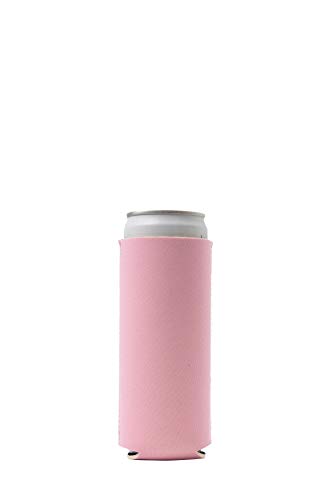 Snertz 6 Pack Slim Pink Blank DIY Sublimation Durable, Foldable Insulated Neoprene Skinny Beer , Seltzer Can Holder Cooler Sleeve Coolies fits 12 Oz