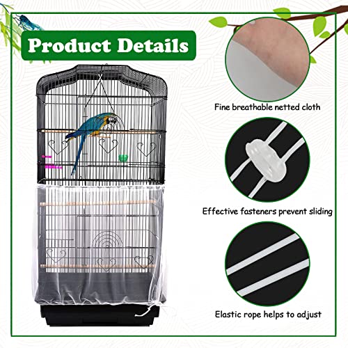 ZOCONE Bird Seed Guards & Catchers 8"Γ80" Stretchy Adjustable Drawstring Bird Cage Mesh Net Cover Cage Skirt