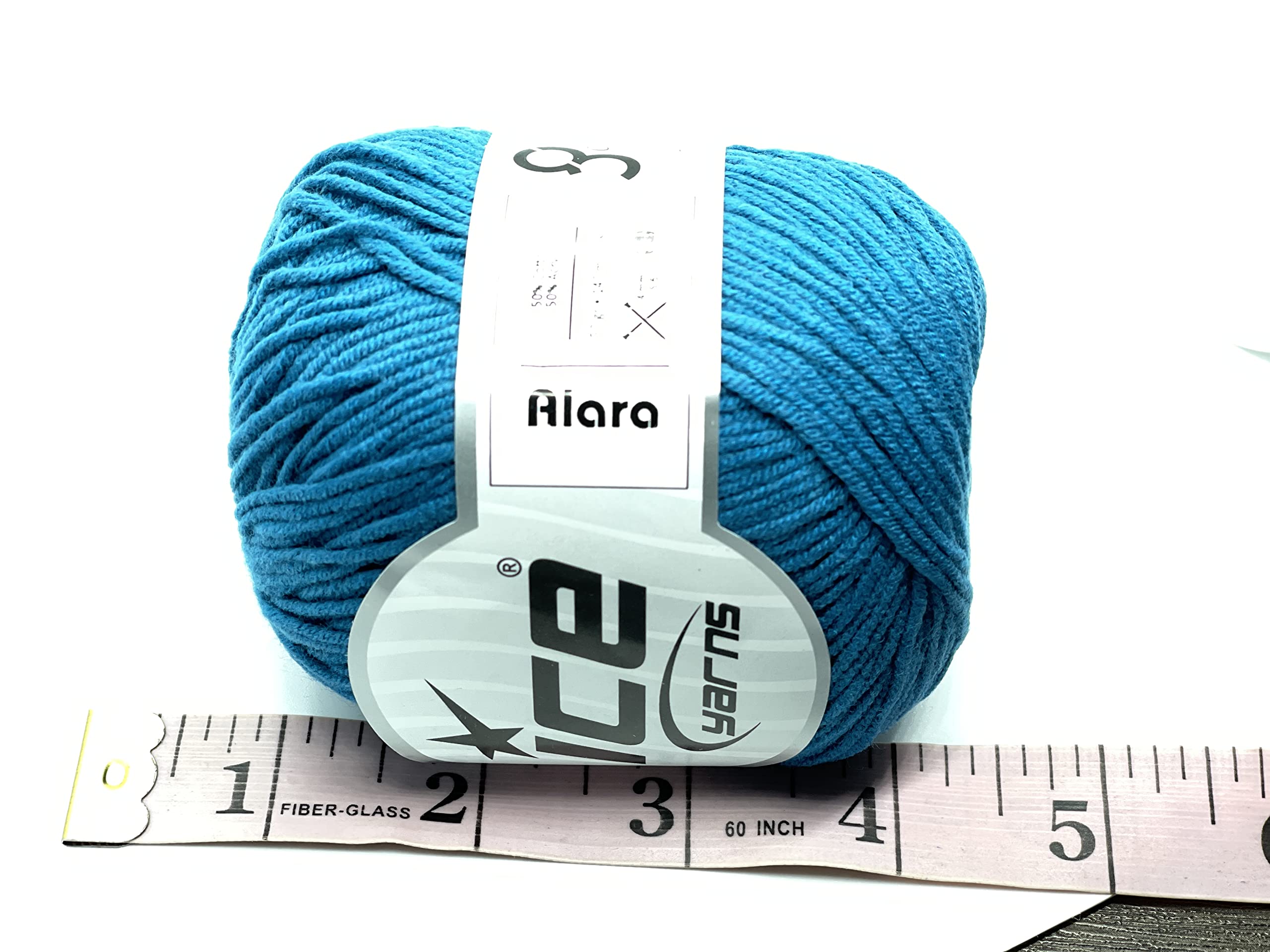Dark Turquoise Blue Alara - DK Weight Cotton Blend Yarn 50 Grams (1.75 Ounces) 140 Meters (153 Yards)
