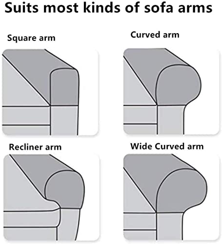 Set of 2 Sofa Armrest Cover Soft Stretch Arm Cover for Recliners Sofas Chairs Washable Arm Covers Couch Furniture Armrest Protector Covers with Pocket (Dark Coffee)