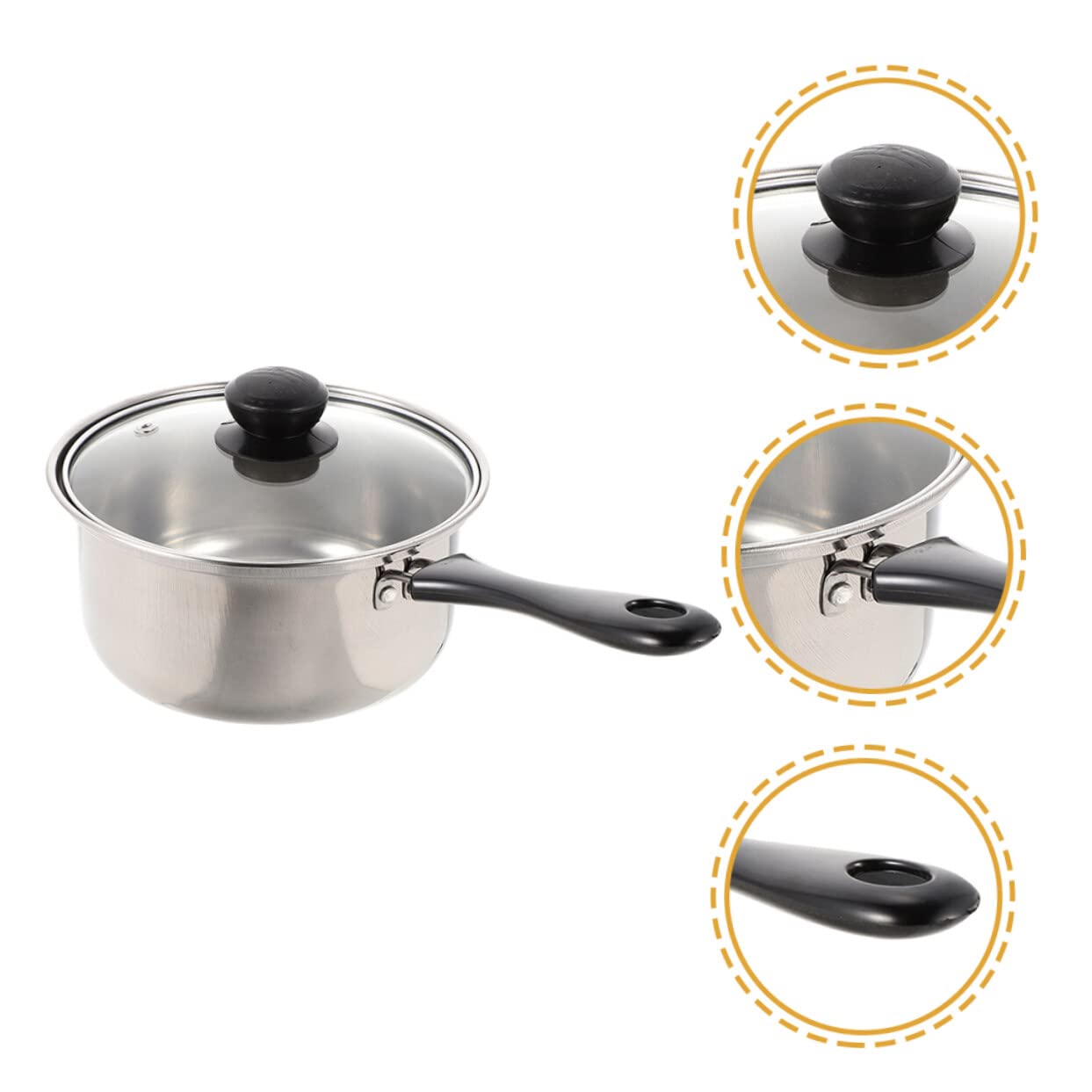 Angoily Single Handle Small Stainless Steel Sauce Pan Single Handle Pot with Lid Single Handle Soup Pot Small Soup Pot Cooking Soup Pot Cooking Saucepan Small Milk Saucepan