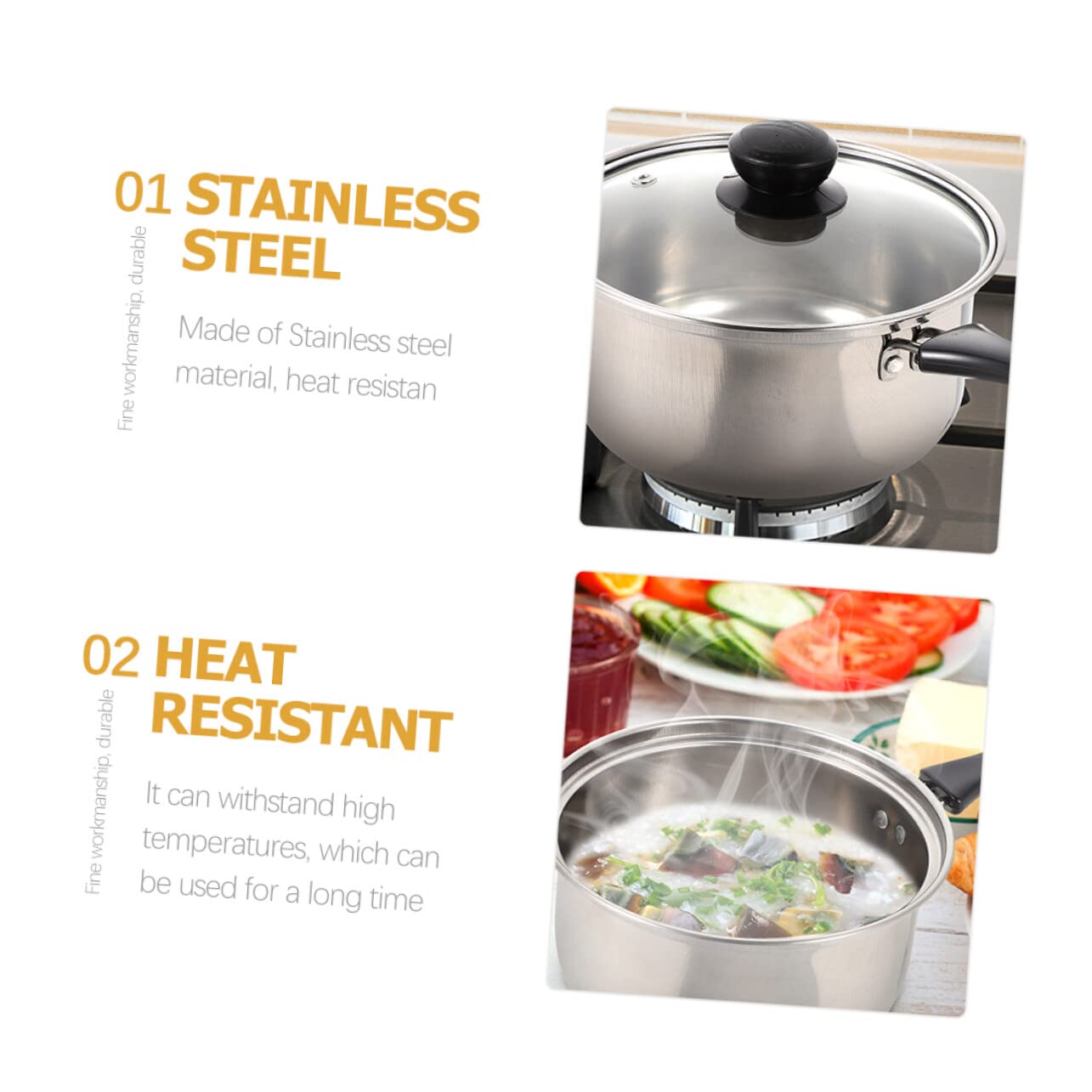 Angoily Single Handle Small Stainless Steel Sauce Pan Single Handle Pot with Lid Single Handle Soup Pot Small Soup Pot Cooking Soup Pot Cooking Saucepan Small Milk Saucepan