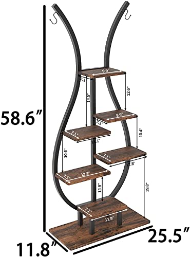 GDLF Plant Stand Indoor Tall Plant Shelf Metal Tiered Hanging Shelf, 59"