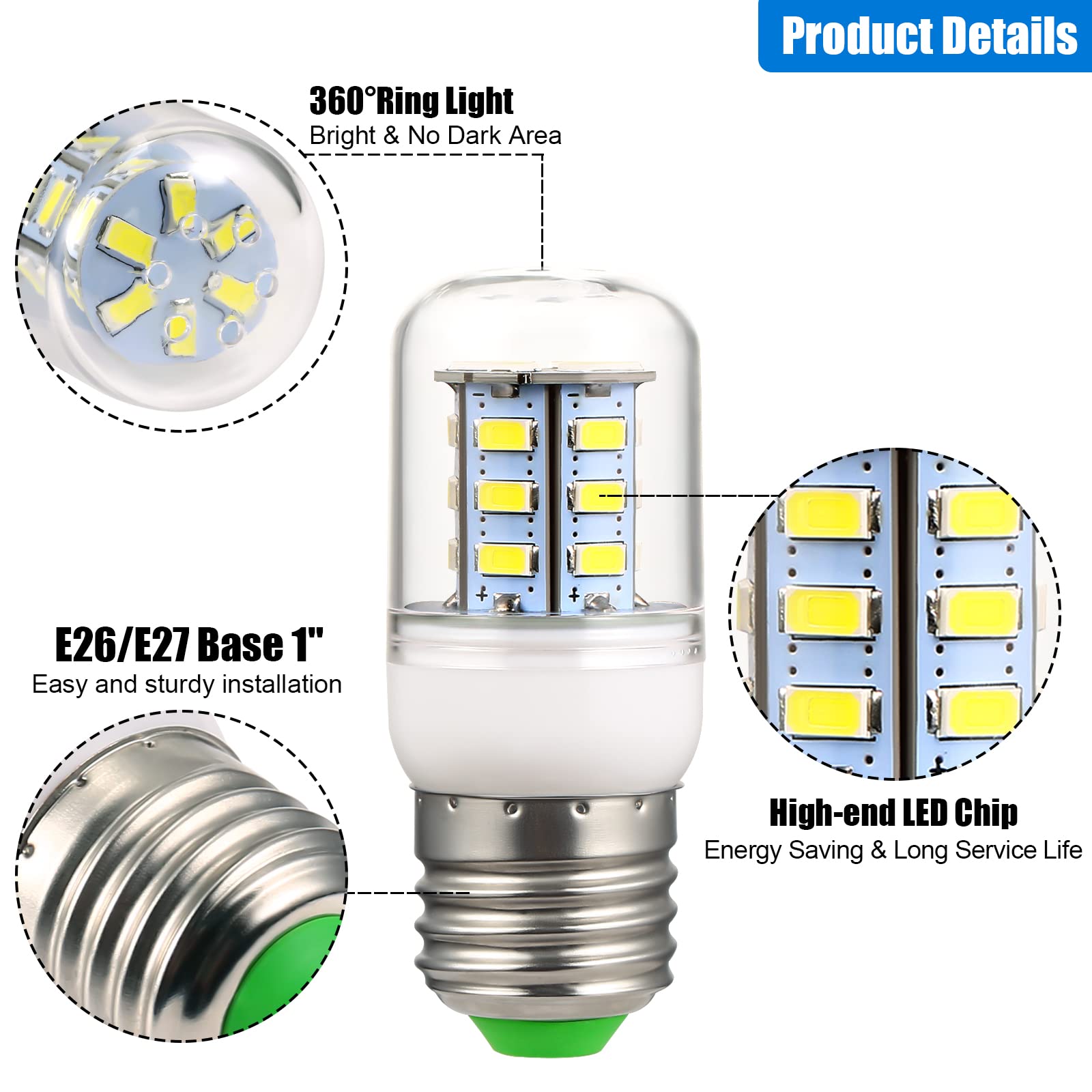 Freeboy 5304511738 LED Refrigerator Light Bulb Replacement for Frigidaire Electrolux Kenmore Refrigerator PS12364857, AP6278388,4584444,KEI D34L Refrigerator Bulbs-E26 3.5W 2 Pack (White Light)