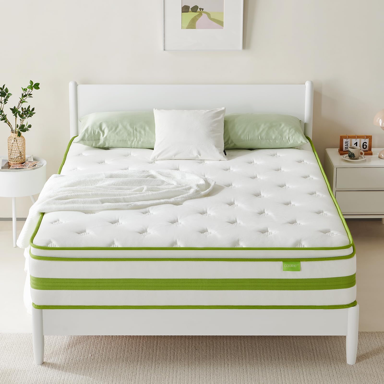 Dourxi 12 Inch King Mattress, Hybrid Mattress in a Box, Gel Memory Foam and Pocket Springs for Cooling Sleep & Pressure Relief, Organic Cotton Fabric Cover, Plush Feel, 76"*80"*12", King Size