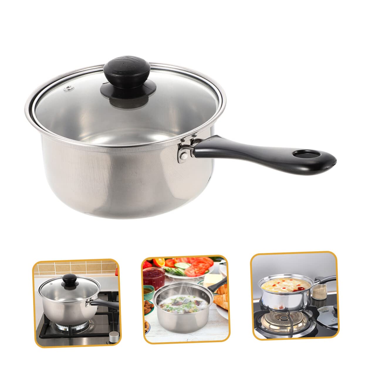 Angoily Single Handle Small Stainless Steel Sauce Pan Single Handle Pot with Lid Single Handle Soup Pot Small Soup Pot Cooking Soup Pot Cooking Saucepan Small Milk Saucepan