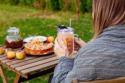 Zibtes 40 oz Glass Tumbler with Lid and Straws, Motivational Water Bottle with Time Marker and Silicone Protective Cover, Iced Coffee Cup with Handle,(Teal)