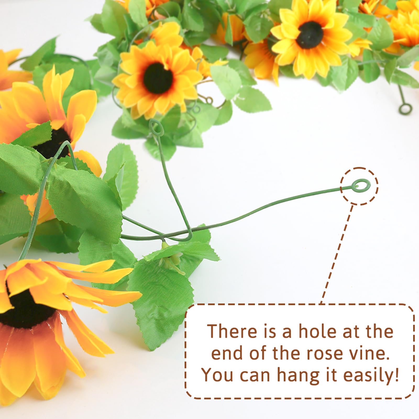 DomeStar 4 Pack Artificial Sunflower Garlands 29 FT Silk Sunflower Vines with Green Leaves, Hanging Flowers Garland for Sunflower Theme Party Fall Wedding Home Decorations