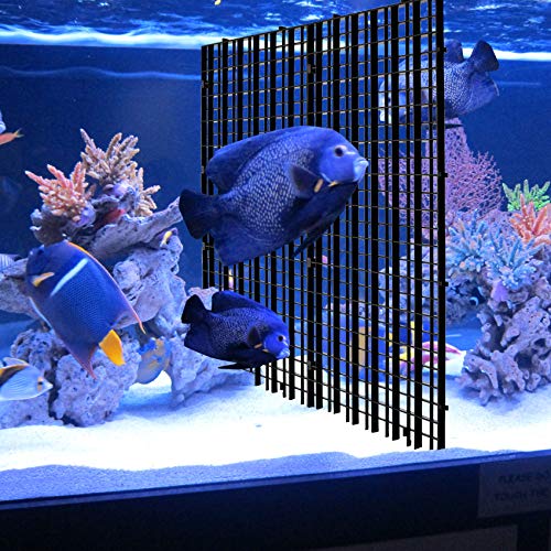 OIIKI 2PCS Egg Crate for Aquarium, Grid Tank Divider Tray, Fish Tank Bottom Isolation, with 4PCS Sucker Clip, for Mixed Breeding (Black)