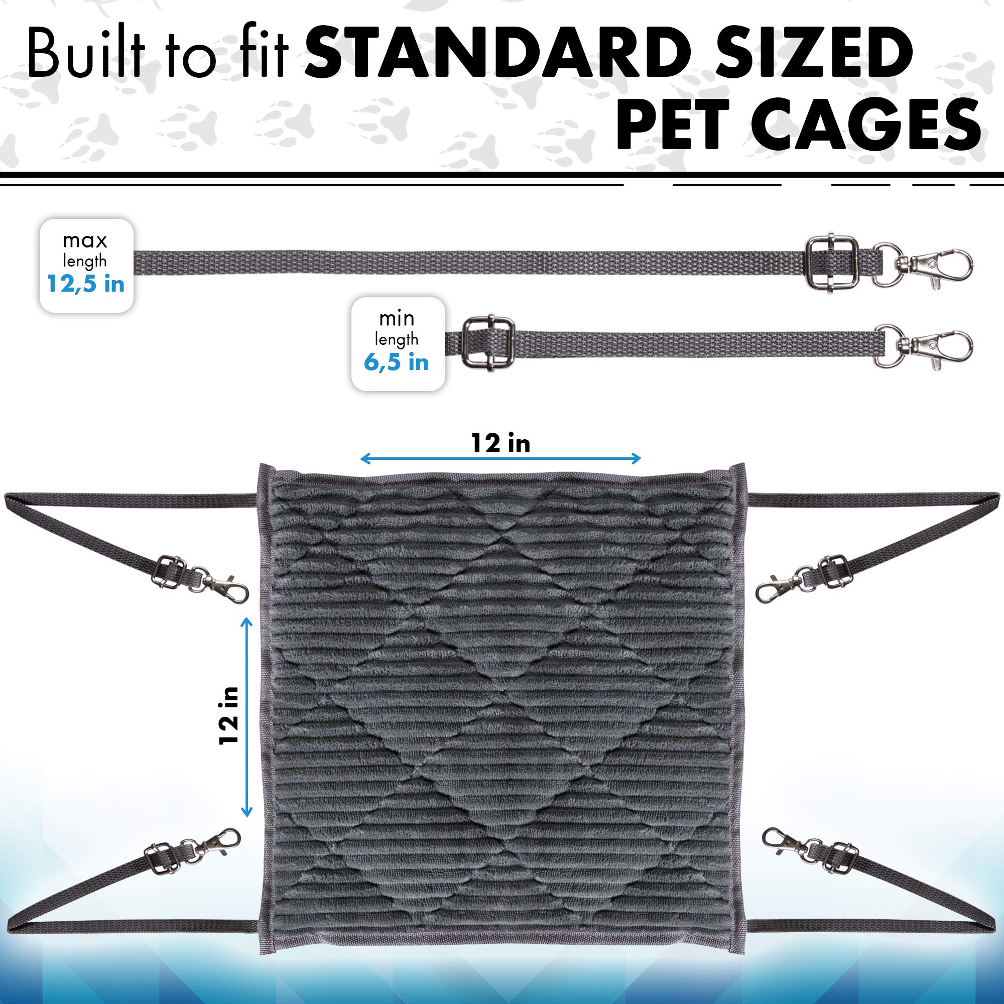 2 Brothers Wholesale Ferret Hammock for Cage - Plush Double Bunk Bed Hanging Clips - Perfect for 2 or More Small Pets! (Rats, Ferrets, Hamsters, Guinea Pigs, Chinchillas & Squirrels) - Black
