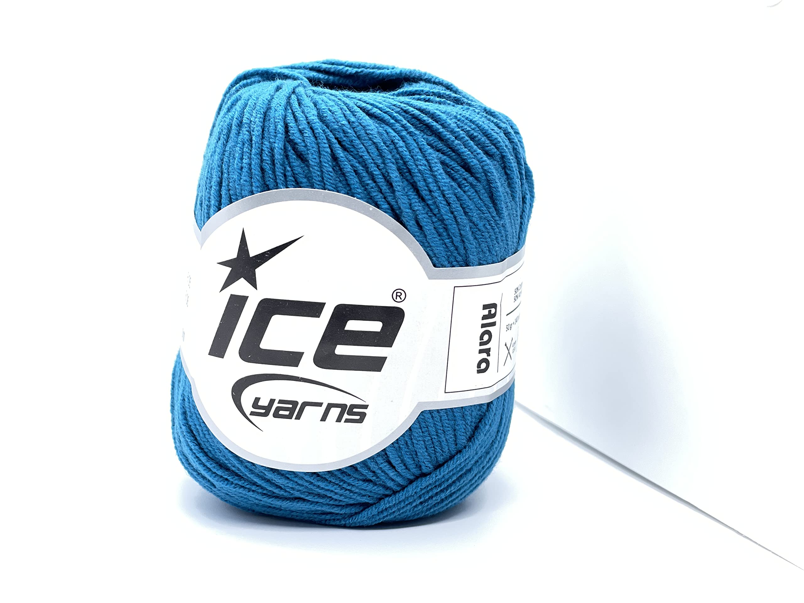 Dark Turquoise Blue Alara - DK Weight Cotton Blend Yarn 50 Grams (1.75 Ounces) 140 Meters (153 Yards)