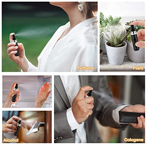 Soleebee Portable Refillable Perfume Atomizer Bottles, Mini Matte Atomizer Perfume Bottles, Refillable Perfume Spray Dispensers, Scent Pump Case, Travel Size Perfume Spray Bottle 5ml/0.2oz (4 Pcs Black)