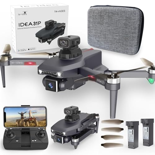 le-idea Brushless Motor Drone with 2 Camera for Adults 4K, 360° Obstacle Avoidance Drone with Camera 4K 5G WiFi FPV Quadcopter for Beginners Drone with Camera for Adults IDEA31P Drone