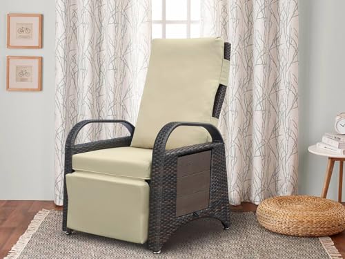 Skypatio Outdoor Recliner Chair Set of 2 PE Wicker Adjustable Backrest Patio Recliner Chair with Side Table Outdoor Reclining Chairs