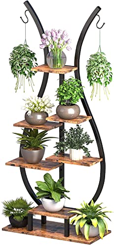 GDLF Plant Stand Indoor Tall Plant Shelf Metal Tiered Hanging Shelf, 59"