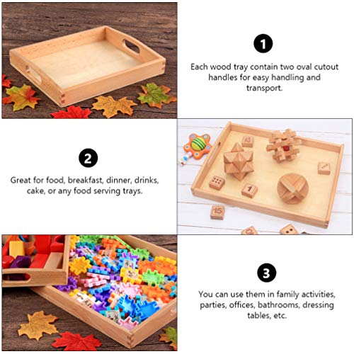 Side Cut Handle Tray Wooden Trays with Handles Wooden Crafting Trays Baby Tray for Serving Organizing DIY Decor and Montessori Activity Wooden Tray