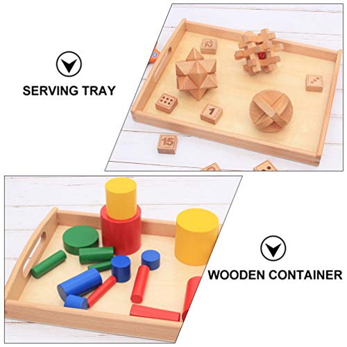 Side Cut Handle Tray Wooden Trays with Handles Wooden Crafting Trays Baby Tray for Serving Organizing DIY Decor and Montessori Activity Wooden Tray
