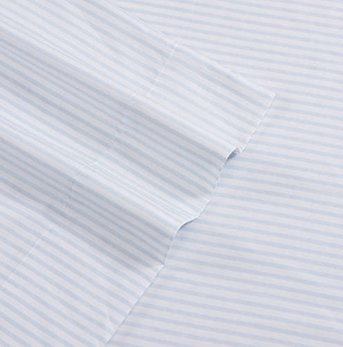 Laura Ashley - King Sheets, Soft Sateen Cotton Bedding Set - Sleek, Smooth, & Breathable Home Decor (Ramona Blue, King)