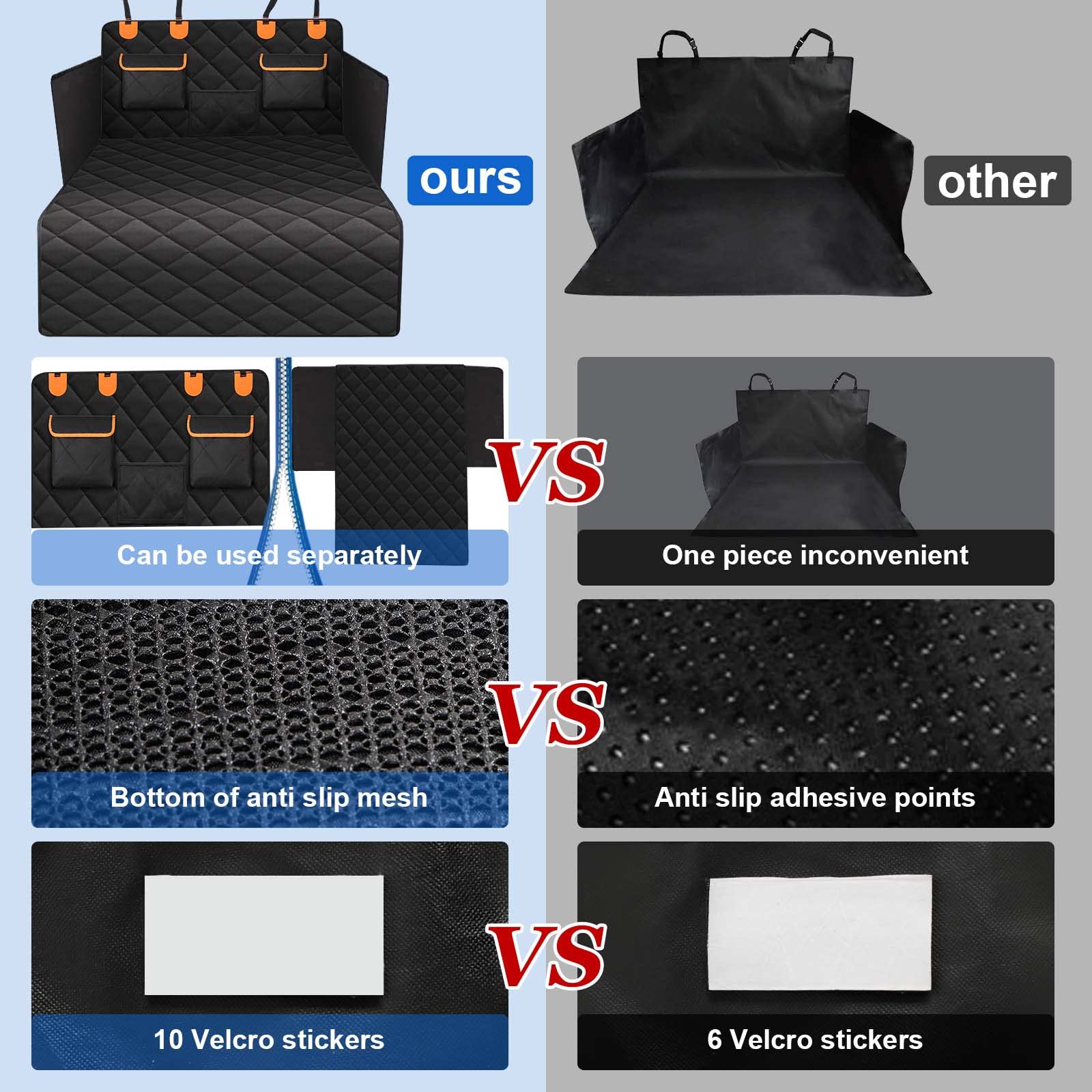 EasyHaWei 4-in-1 SUV Cargo Liner for Dogs, Non-Slip Water Resistant Pet Trunk Mat with Side Flaps Protector & Back Seat Organizer, Dog Backseat Cover for SUVs Vans
