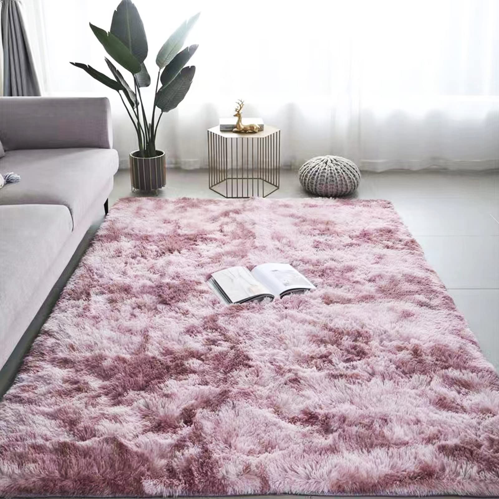 MUHE Fluffy Soft Area Rugs-Plush Rug for Girls Bedroom,Shaggy Rug for Kids Playroom,Kawaii Princess Rug,Fuzzy Rug for Nursery Baby Toddler,Cute Clorful Room Decor for Teenage (Lotus Pink,2 ft x 4 ft)