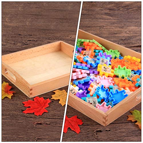 Side Cut Handle Tray Wooden Trays with Handles Wooden Crafting Trays Baby Tray for Serving Organizing DIY Decor and Montessori Activity Wooden Tray