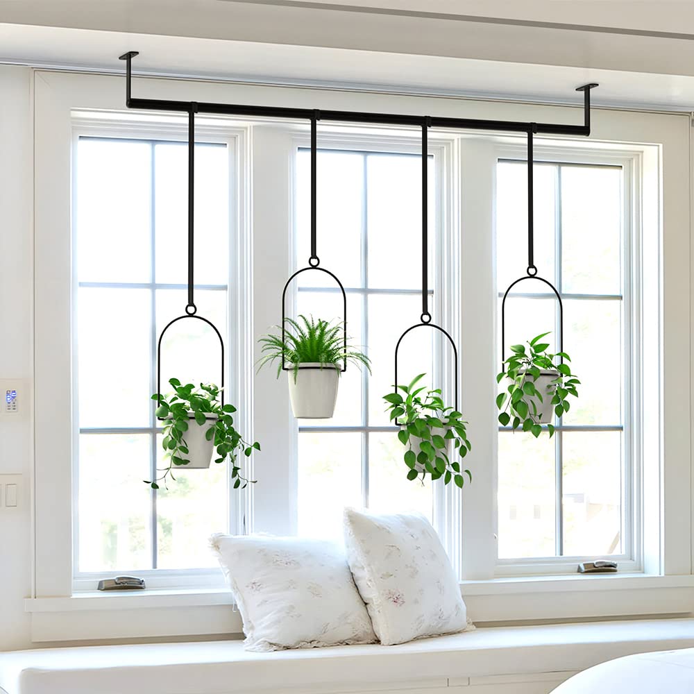 Kcysta Hanging Planters for Indoor Plants, Pull Out Cabinet Organizer, 11.8" -18.1" Width Expandable Cabinet Drawers for Pot and Pan, Kitchen Slide Out Storage Rack, Black
