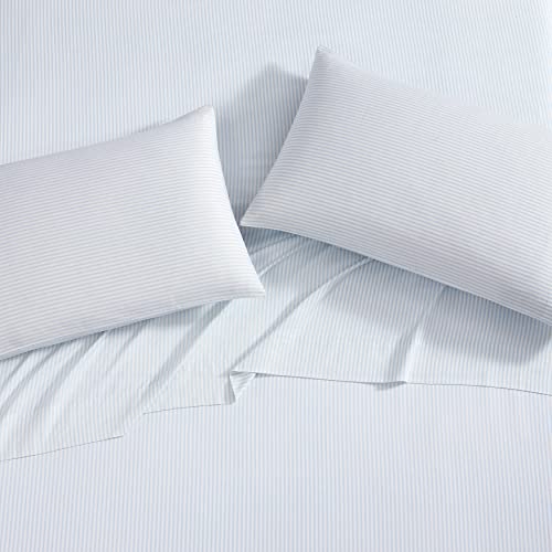 Laura Ashley - King Sheets, Soft Sateen Cotton Bedding Set - Sleek, Smooth, & Breathable Home Decor (Ramona Blue, King)
