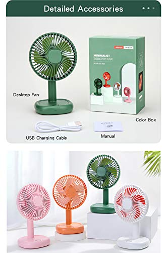 NC Small Desk Fan for Office Table, Cute but Mighty, 3 Speeds, USB Powered, 60° Adjustment, Quiet Portable Personal Fan ,for Home Office Bedroom or Outdoor Use(green)