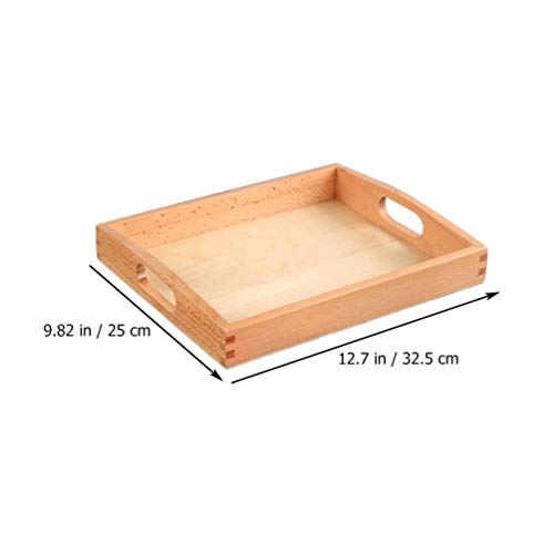 Side Cut Handle Tray Wooden Trays with Handles Wooden Crafting Trays Baby Tray for Serving Organizing DIY Decor and Montessori Activity Wooden Tray