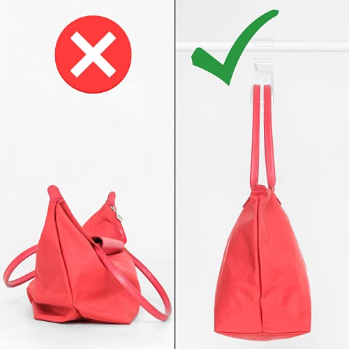 Purse Hanger Organizer for Closet 3 Pack - Durable Luxury Acrylic Holder for Handbag Tote Bag Satchel Backpack Crossover - Holds Up to 66Lbs β Easy to Clean, No Tools Required
