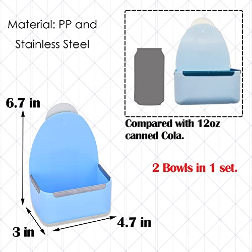 kathson Food and Water Bowl Cage Feeder for Rabbits Dish Feeder Removable Hanging Spill Proof Anti Bite for Rabbit, Guinea Pig, Chinchilla, Hamster, Ferret (Blue)