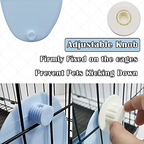 kathson Food and Water Bowl Cage Feeder for Rabbits Dish Feeder Removable Hanging Spill Proof Anti Bite for Rabbit, Guinea Pig, Chinchilla, Hamster, Ferret (Blue)
